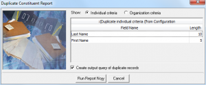 Optionally Run the Duplicate Constituent Report – Zeidman Development