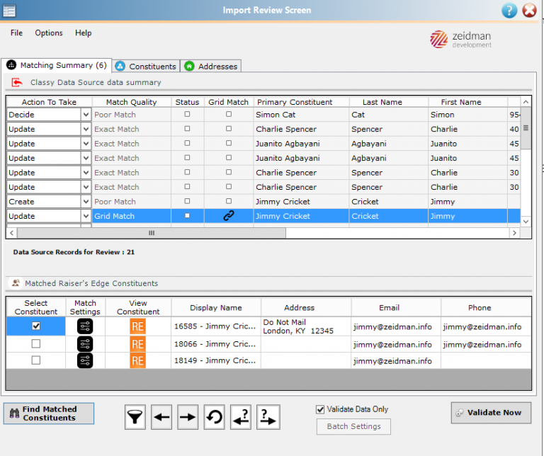 Step 3 – Review Data Prior to Import – Zeidman Development